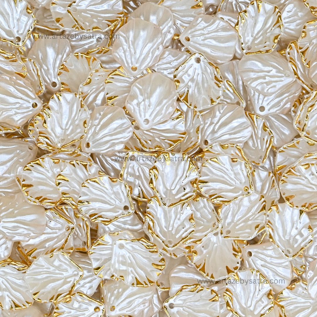 Transparent Golden Colour Outlines Acrylic Shell Beads | Size : 17mm ...